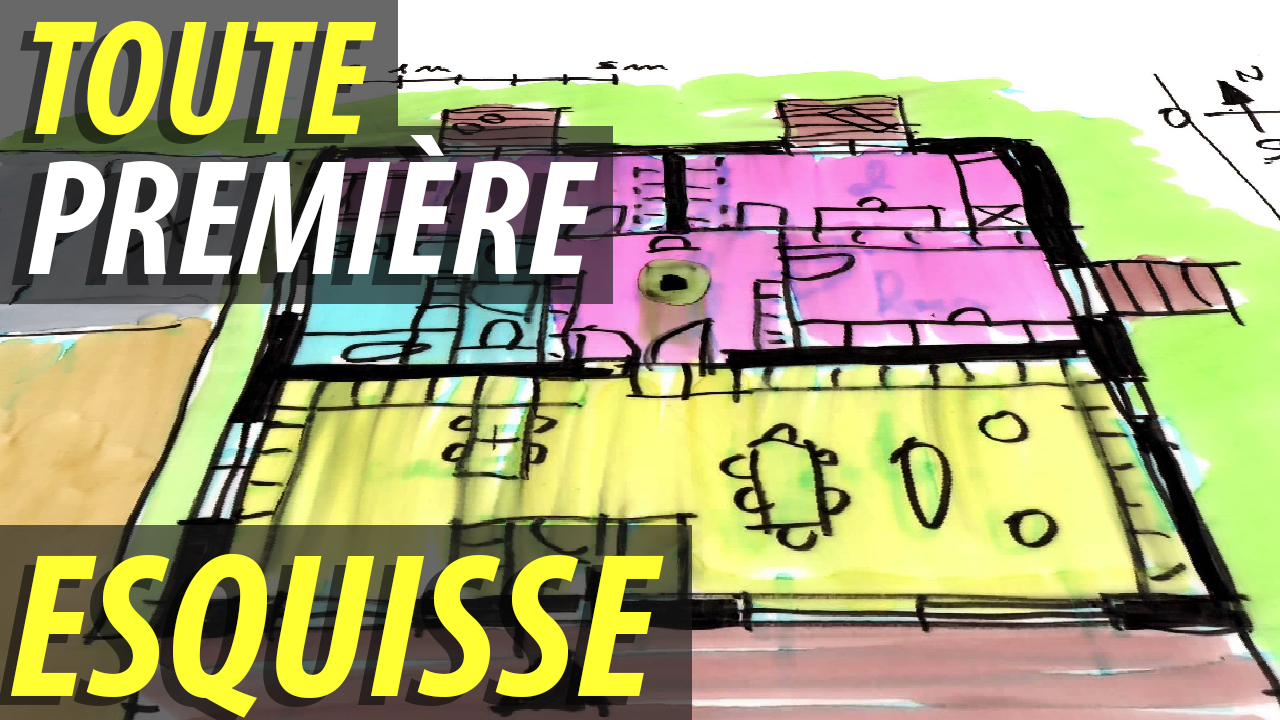 DÉBUT D'UN PROJET DE MAISON ESQUISSES ET PERSPECTIVES - Dessiner un plan